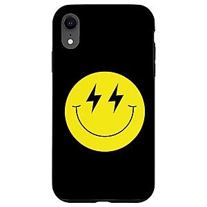 iPhone XR 70s Cute Lightning Bolt Eyes Yellow Happy Smiling Smile Face Case