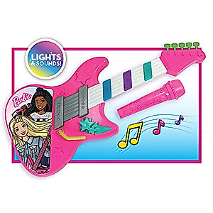 Barbie Rock Star Guitar, Interactive Electronic Toy Guitar with Lights, Sounds, and Microphone, Kids Toys for Ages 3 Up by Just Play