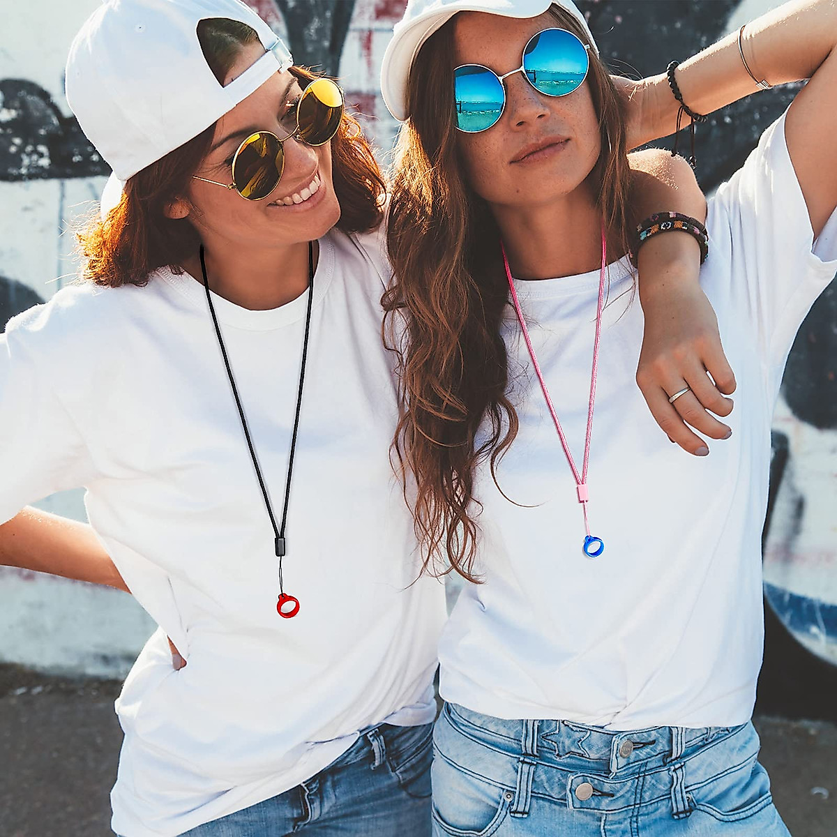 2 Anti-Lost Necklace Lanyard with 12 Pieces Anti-Lost Silicone Rubber Ring Pen Silicone Lanyard Holder (Adorable Style)