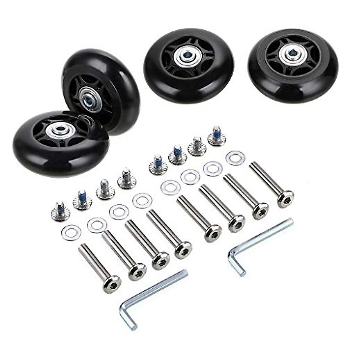 OwnMy 70mm x 24mm Luggage Suitcase Replacement Wheels, Rubber Swivel Caster Wheels Bearings Repair Kits, A Set of 4