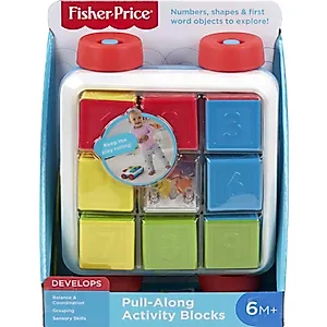 Fisher-Price Pull-Along Activity Blocks, Toy Wagon for Babies