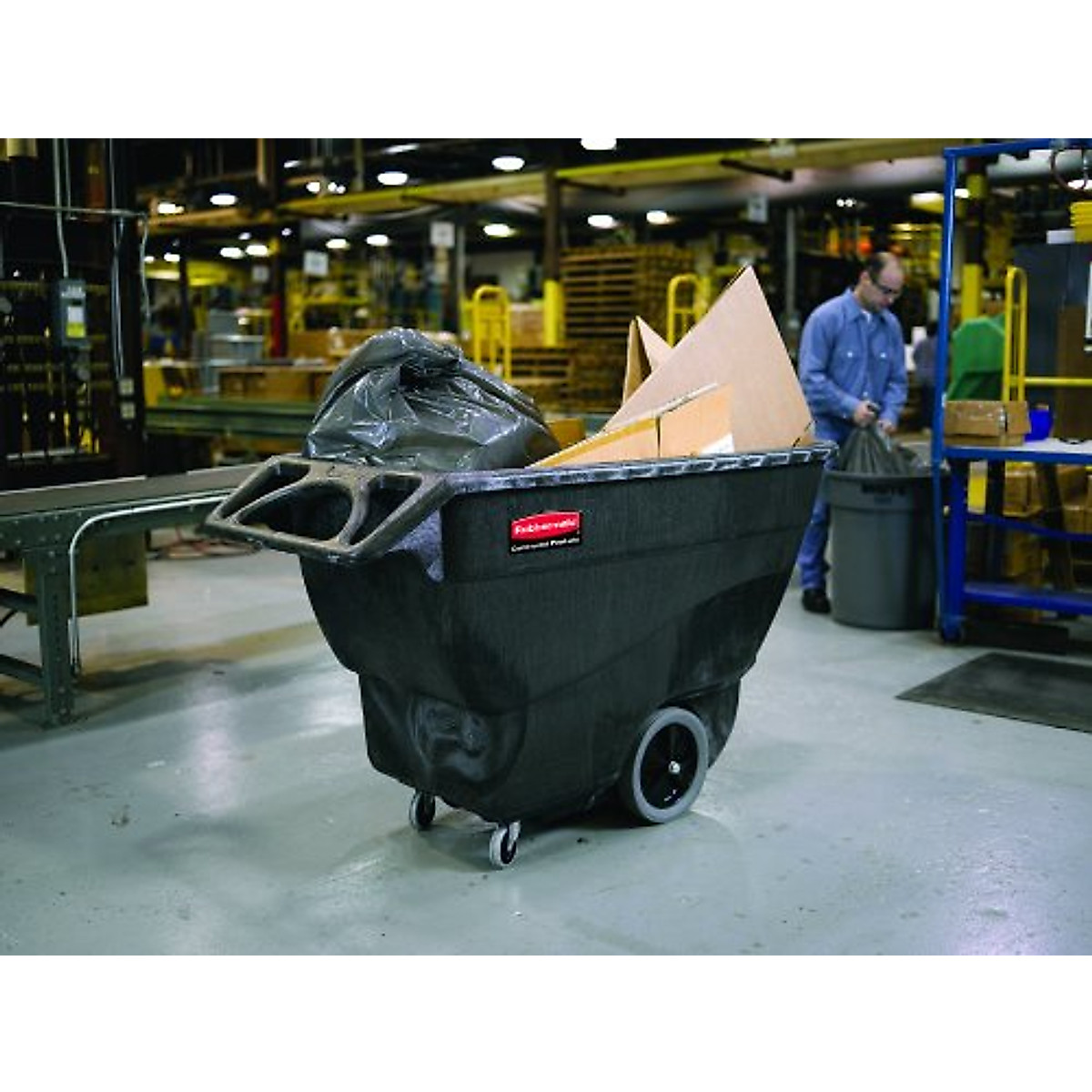 Rubbermaid Commercial Products Tilt Dump Truck, 1250 lbs 1 Cubic Yard Heavy Load Capacity with Wheels, Trash Recycling Cart, Black