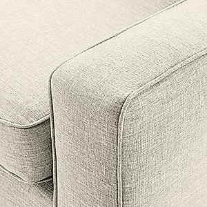 Serta Harmon Square Arm Reversible Sectional Sofa Living Room, Modern L-Shaped 3 Seat Fabric Couch, Cream