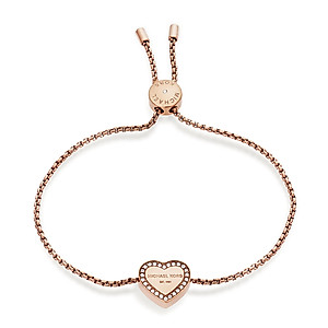 Michael Kors Stainless Steel and Pavé Crystal Heart Chain Bracelet for Women, Color: Rose Gold (Model: MKJ5391791)