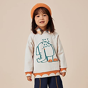 pureborn Toddler Boys Girls Sweatshirt Pullover Crew Neck Long Sleeve Activewear Tops Cotton Tshirts 4T Cream Grey