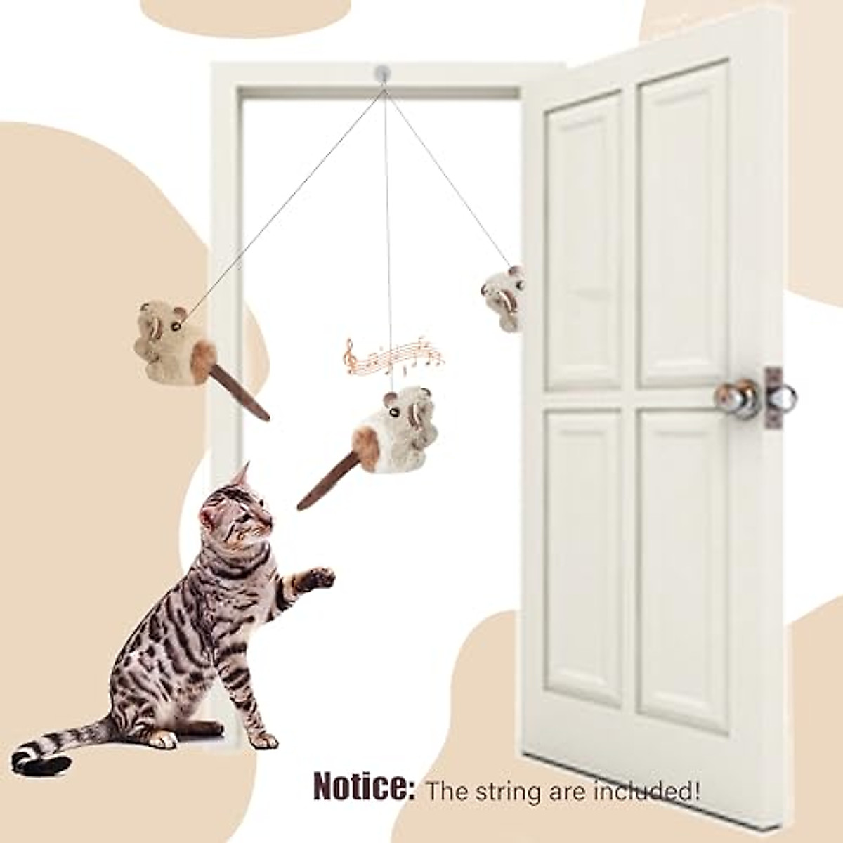 Cat Toys 2 PCS Interactive for Indoor Cats Automatic Squeaking Mouse and Feather Bird Melody Sound Chaser Set Lifelike Plush Electronic Kitty Toy (Grey)