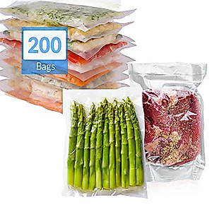Reli. Vacuum Sealer Bags 8x12 in. | 200 Bags | Pre-Cut Embossed Vacuum Bags for Food | BPA Free | Vacuum Sealer Bags for Sous Vide, Food Freezer Storage/Food Prep | Quart Size, Clear