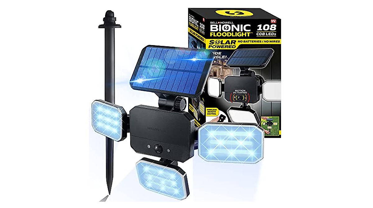 Bionic Floodlight Deluxe: Bright 108-LED Solar Motion Light