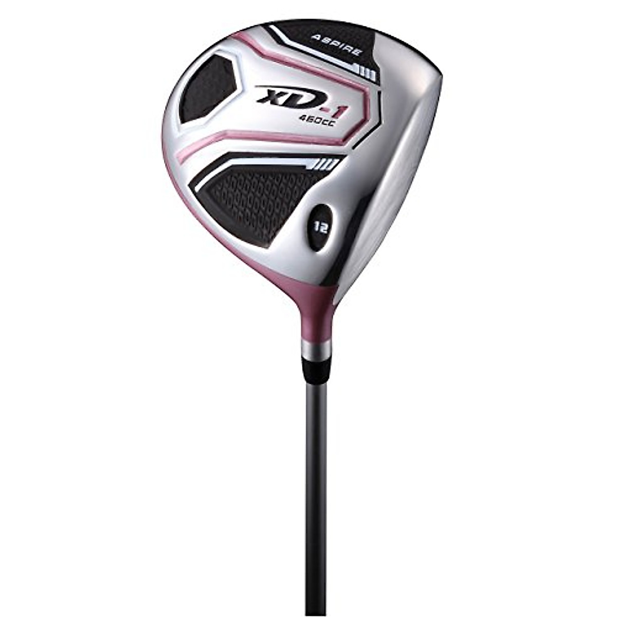 Aspire XD1 Ladies Womens Complete Right Handed Golf Clubs Set Includes Titanium Driver, S.S. Fairway, S.S. Hybrid, S.S. 6-PW Irons, Putter, Stand Bag, 3 H/C's Pink (Cherry Right Petite Size -1")