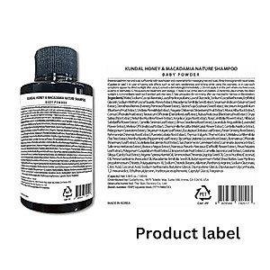 KUNDAL Natural Premium Hair Shampoo [Baby Powder Scent] Honey & Argan Oil, Macadamia Oil, Sulfate Free for Damaged Hair, Travel Size 100ml(3.38Fl Oz)