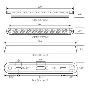 Grand General 76090 Amber 6-1/2" 9-LED Sealed Light Bar with Chrome Base and 3 Wires for Dual Function