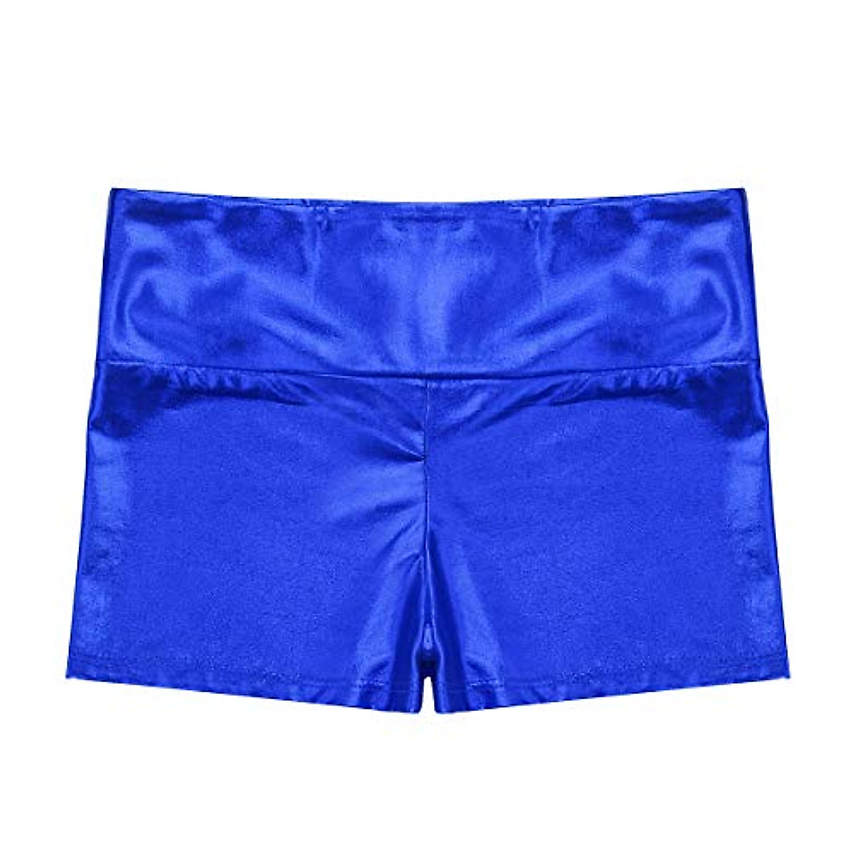 QinCiao Kids Teens Girls Shiny Metallic Ballet Active Dance Shorts Gymnastics Fitness Shorts Bottoms Hot Pants Blue 12