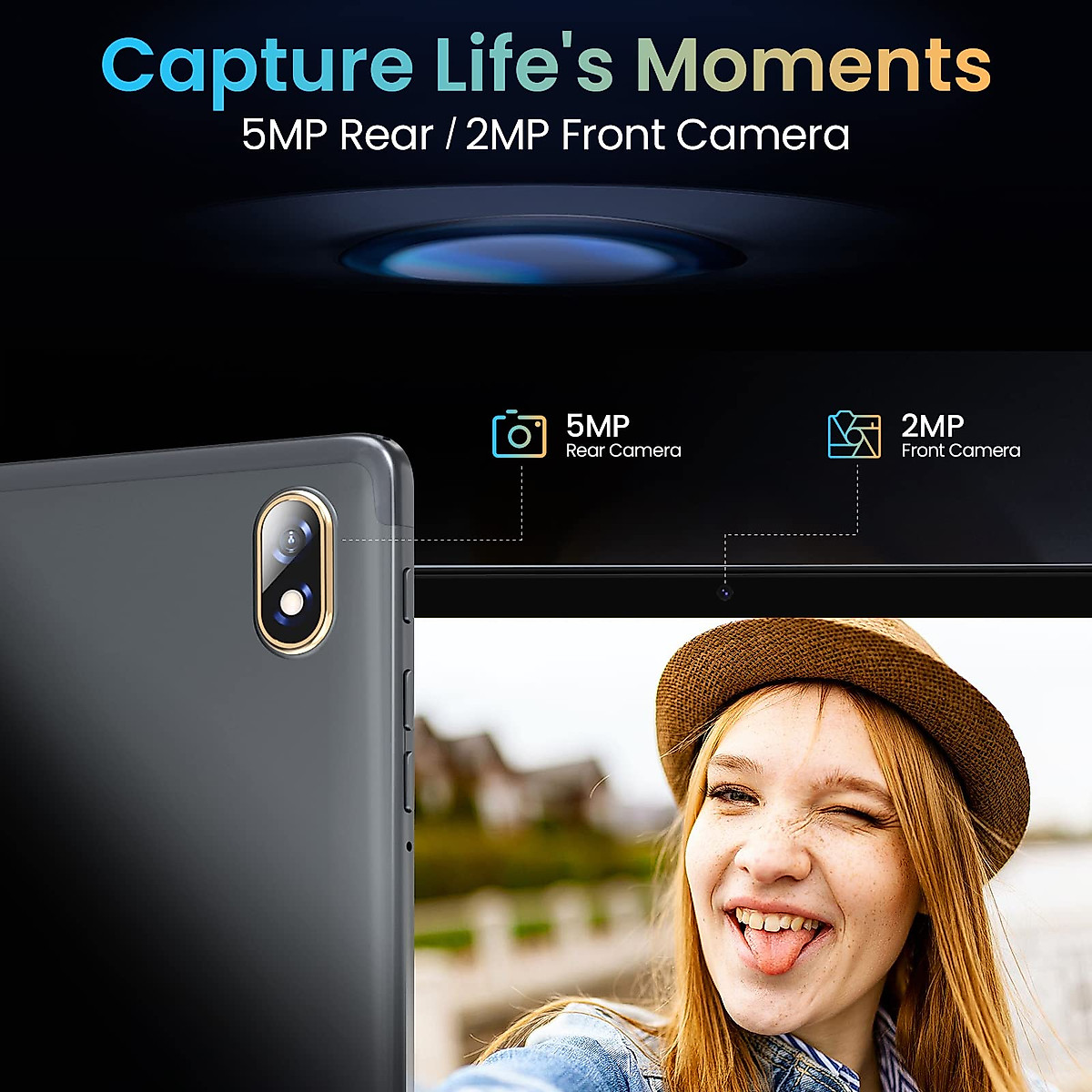 2024 Newest 10.1 Inch Android 12 Tablet with 8GB RAM 256GB ROM 1TB Expand,2.0Ghz Octa Core Tablet,1280*800 HD IPS Display,5+2MP,8 Hour Battery,2.4/5G WiFi,Bluetooth 5.0,Hotspot,FM,GPS(Gray)