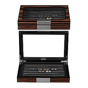 Lifomenz Co Wood Cufflink Box with Glass Window Cufflink Display Case Ring Organizer and Cufflink Box for men Hold 36-46 Pairs