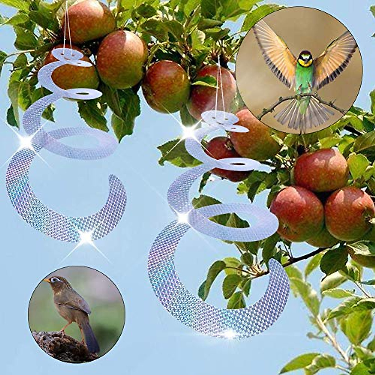Bird Reflective Scare Spiral Rods, Woodpecker Bird Scare Devices, Keep Birds Away from Garden House, for Wood Peckers, Pigeons, Seagulls, Geese, Hawks, etc