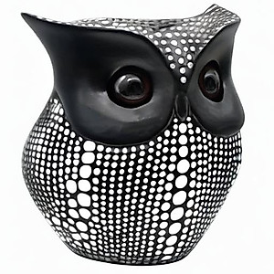 HOWFIELD Resin Owl Statue Home Decor - Black Owl Sculpture, Bird Statue, Small Accents for Bedroom, Office, Garden, Bookshelf, TV Stand Figurines(Black)