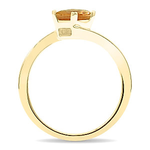 Women's Solitaire Square Shaped Citrine Wave Ring in 10K Yellow Gold