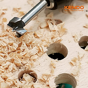 KENDO 8 Piece Forstner Bit Set, Made of Alloy Steel, Forstner Bits for Woodworking, Auger Opener Round Shank Drilling Cutting Tool for Hardwood, Softwood, Plastic, Plywood with Storage Case