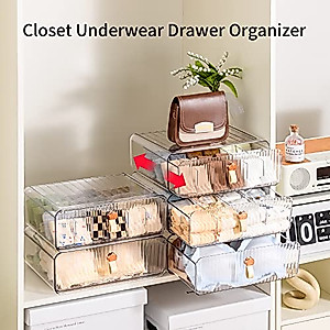 Socks Underwear Drawer Organzier Dividers, 16 Cell Stackable Closet Organzier, Drawer Organzier for Clothing, Plastic Underwear Organziers and Storage for Baby Clothes, Socks, Bra, Ties, Belts