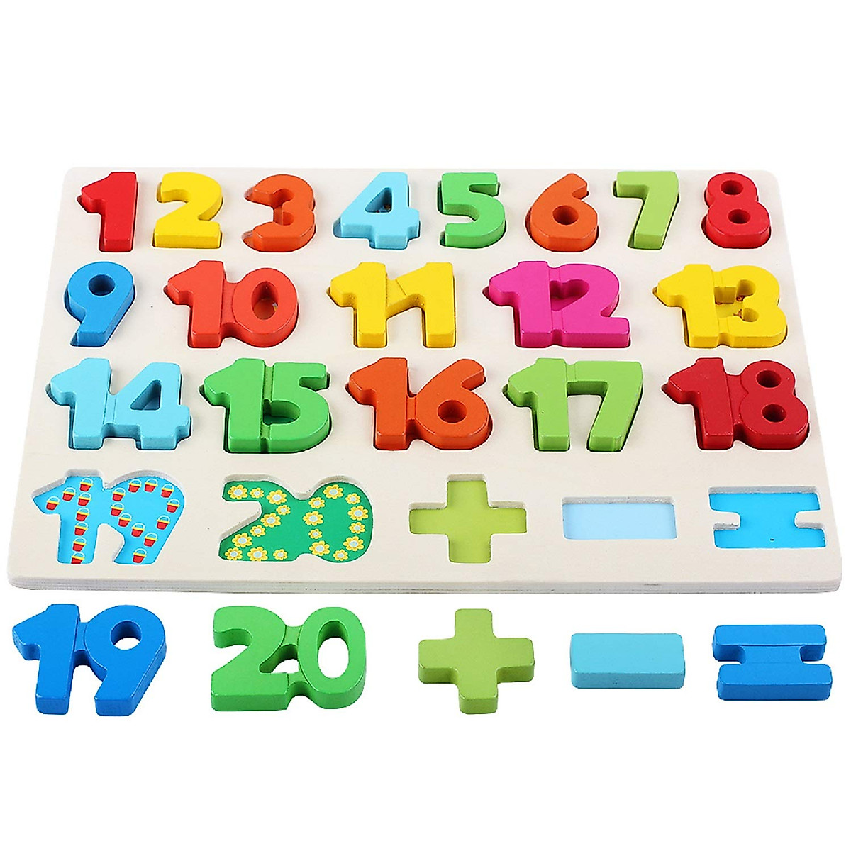 Montessori Wooden Letter Shape Number Puzzle for Toddler 3-5, 3 in 1 Big Numbers Shapes Alphabet ABC Toddlers Puzzles Board, Montessori Preschool Educational Kindergarten Teaching Toy for Boys Girls