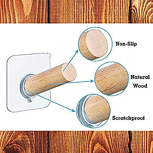 Jetec Hat Hooks for Wall Hat Hanger Hat Hooks Hat Pegs Adhesive Wood Hooks Self Adhesive Hooks Wooden Hat Rack Coat Hooks Wall Mounted Hook for Home School Office (12 Pcs, 6 cm/ 2.4 inch)