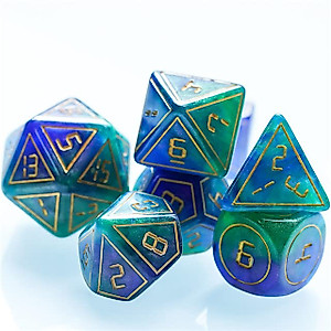 Golden Jade of Magic DND Resin Dice Set for Dungeons and Dragons, D&D, D20, D and D, Polyhedral Resin Dice, Dungeons and Dragons Gifts, Accessories