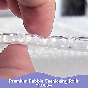 2-Pack Bubble Cushion Wrap Roll, Fuxury 12 Inch x 72 Feet Total Air Bubble Cushioning Wrap, Perforated Every 12", Included 20 Fragile Sticker Labels for Packaging Moving Shipping Boxes Supplies