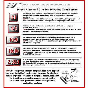 Elite Screens Sable Frame, 96-inch 2.35:1, Fixed Frame Home Theater Projection Projector Screen, ER96WH1-Wide