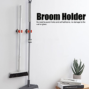 BORDSTRACT Mop Broom Holder, Mop Self Adhesive Holder Wall Mounted, Heavy Duty Broom Gripper Holders Mop Rack for Garage Kitchen Bathroom(Semicircle Base)