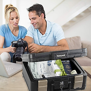 Honeywell Safes & Door Locks LHLP1103 30 Minute Fire Safe Waterproof Safe Box Chest with Carry Handle, Medium, 1103, Black, 7.3 litre