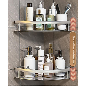 MXITA Corner Shower Caddy,Adhesive Shower Corner Organizer Shelves,Bathroom Shower Organizer Shelves，No Drilling, for Toilet, Bathroom, Dorm and Kitchen 2 Pack (black)