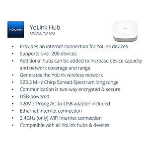 Smart Leak Sensor, YoLink 1/4 Mile World's Longest Range Wireless Smart Water Leak Sensor Compatible with Alexa and IFTTT Leak Detector with App Alerts and Remote Monitor, YoLink Hub Included