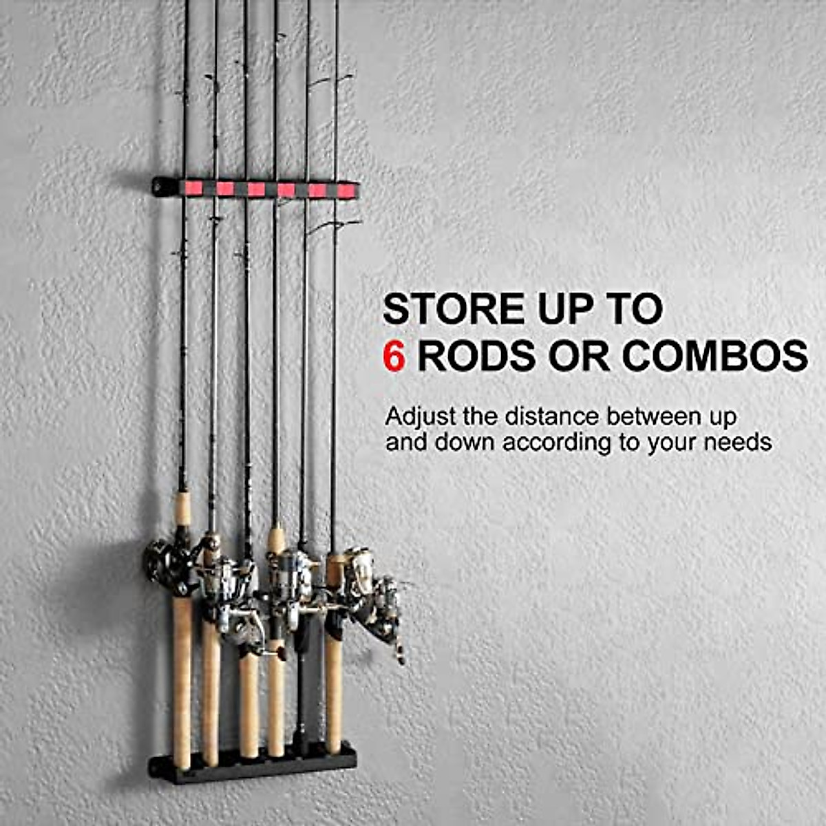 TUEHUTDE Fishing Rod Holders,Vertical Fishing Pole Holders Fishing Rod Rack Wall Mount Fishing Pole Rack Rod Storage Racks for Garage Room, Boats,Ceiling, RV - Store 6 Fishing Rods or Combos,1 Pair