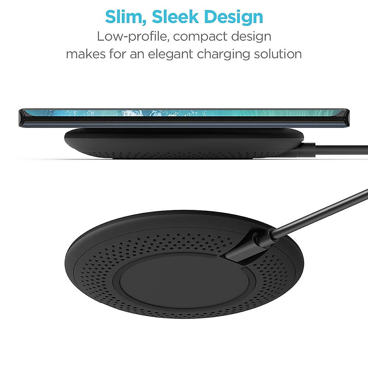 Motorola TurboPower Wireless Charger- 15W Qi Charging pad with 6.6ft Cable and AC Charger for Motorola Edge 2022, Edge+ 2022, Moto Edge Plus 2020/2022, ThinkPhone