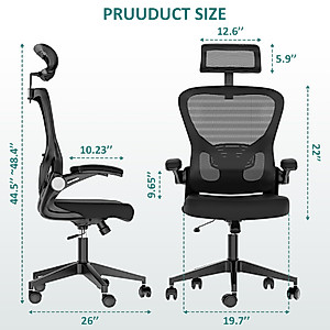 yoyomax Ergonomic Office Chair, High Back GamingChair for Big and Tall People, Adjustable Headrest/Armrests Reclining Comfy Home OfficeChair Lumbar Support Breathable Mesh ComputerChair-Black