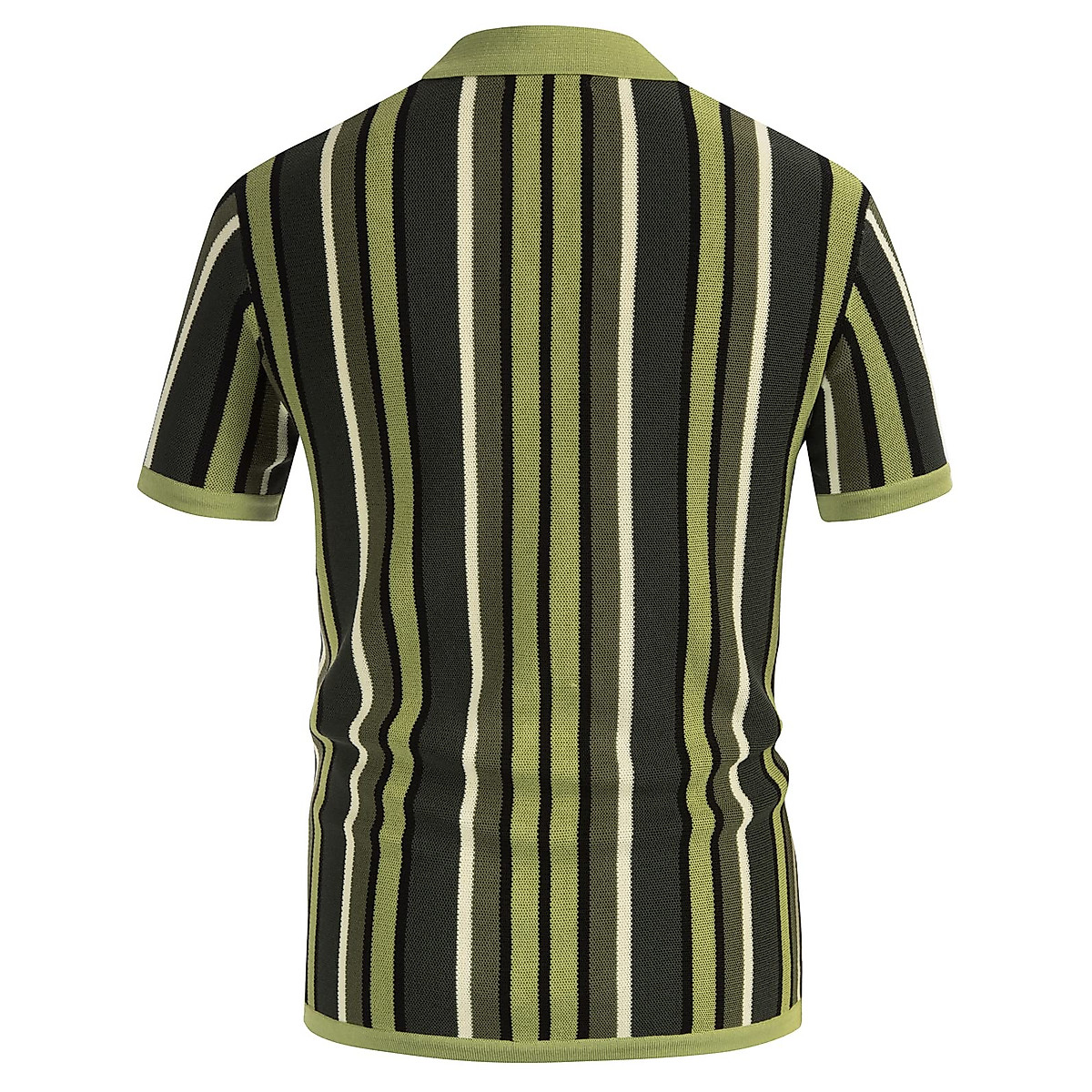 PJ PAUL JONES Mens Short Sleeve Knit Golf Shirt Retro 90s Stripe Polo Shirts Green L