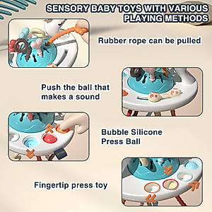 Inbeby Montessori Toys for Baby Toddler 6 12 18 Months, Sensory Pulling String Toy, Travel Toys for Toddler 6 12 Months 1 2 3 Fine Motor Skill, Sensory Development (Food-Grade Silicone)