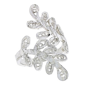 Sterling Silver Leaf Vine Filigree Ring, 1 1/16 inch, size 9