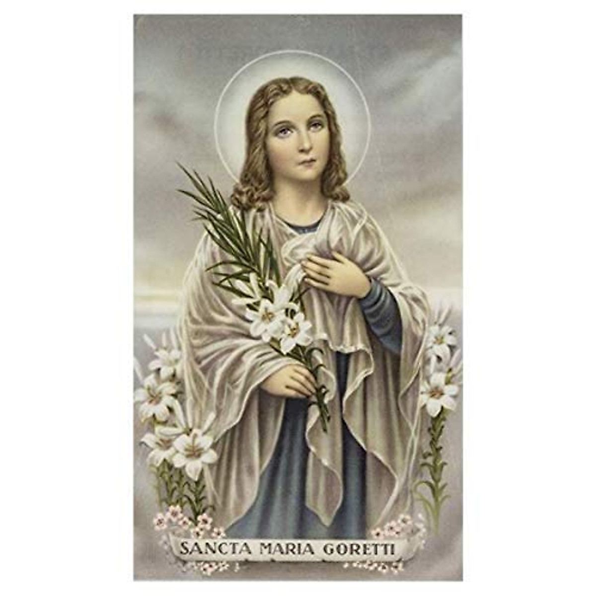 St Maria Goretti Prayer Card With Medal Christian Pendant Charm Patron Saint Catholic