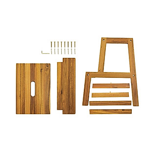 2 Step Ladder Stool Hard Wood,JULYFOX 20 inch Height Non-Slip Bed Stepstool with Anti-Slip Bottom Bathroom Stool Wood Step Stairs 350lbs Heavy Duty for Adults Kids