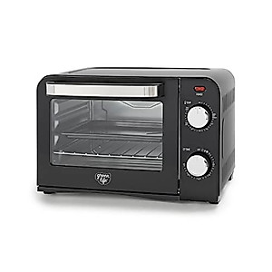 Green Life Mini Oven, Black, Healthy Ceramic Nonstick, Compact Size, Bake, Broil, Toast, Pizza Capability, Aluminized Steel Baking Pan, Stainless Steel Baking Rack, Chromed Steel Pan Handle