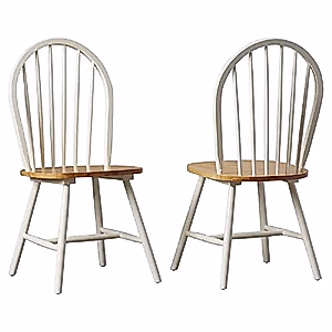 Boraam Farmhouse Chair,Leather, White/Natural, Set of 2