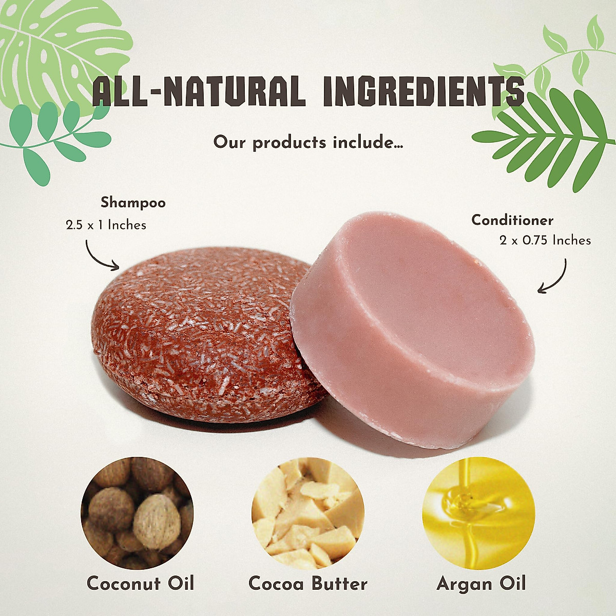 Wave Argan Oil Shampoo & Conditioner Bar Set - Natural & Organic Moisturizing Vegan Shampoo and Conditioner Bars for Women & Men - Long-Lasting (80-120 Uses)