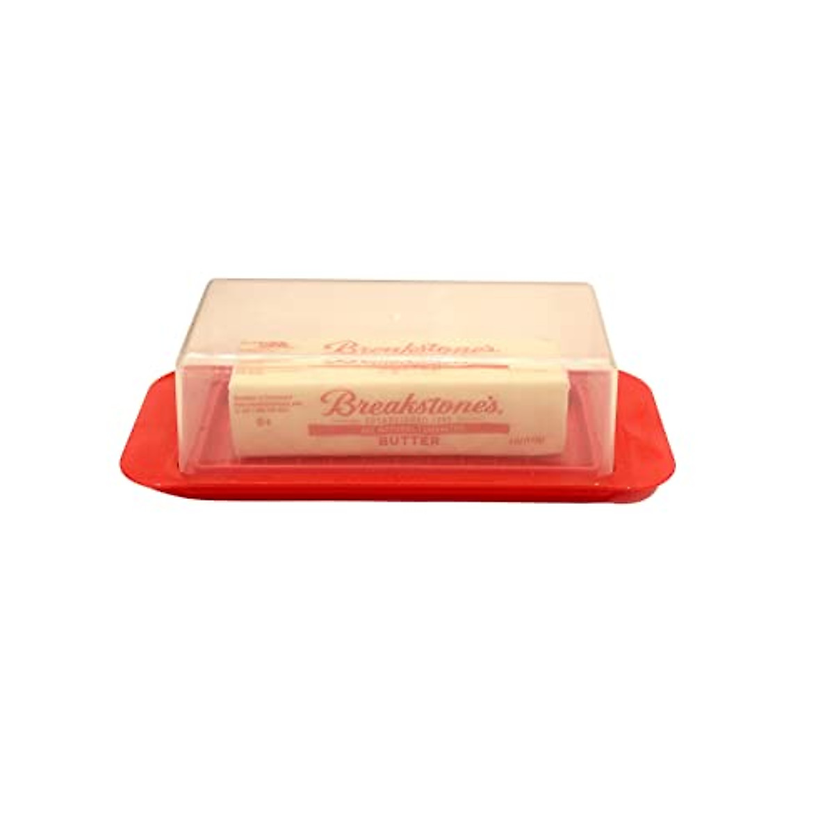 Butter Dish With Cover and Handles Fits Both Elgin East Coast and West Coast Bars of Butter (Red)