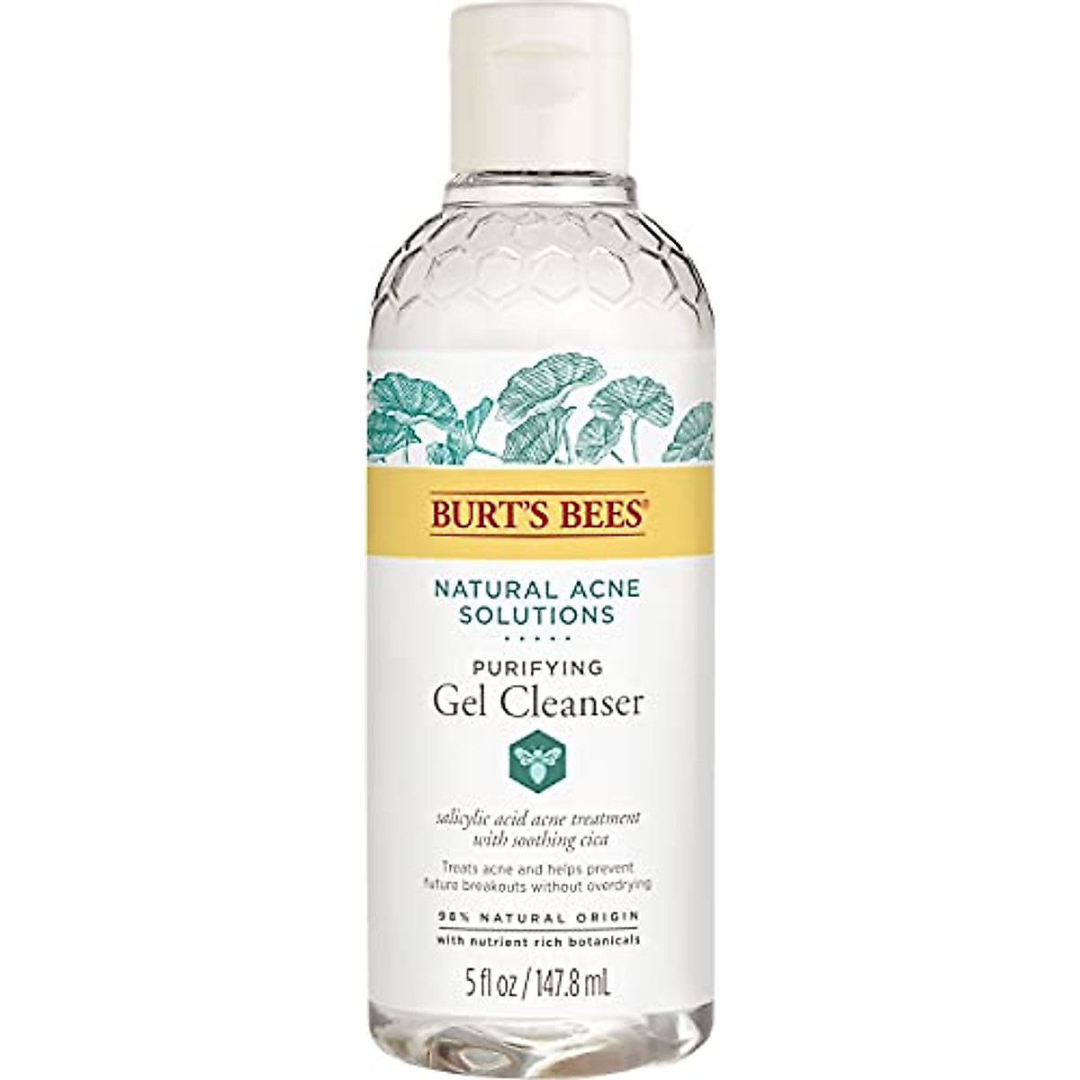 Burt's Bees Natural Acne Solutions Purifying Gel Cleanser, Face Wash for Oily Skin, 5 Oz (Package May Vary)