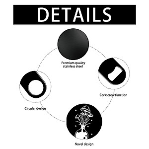 CREATCABIN 7" Funny Bottle Opener Mushroom Moon Star Flat Speed Openers Stainless Steel Heavy Duty For Bar Pub Beer Bartenders Home Kitchen Father's Day Valentine Birthday Gifts Easy To Use, Black