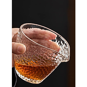 Gongfu Tea Tea Set 8pcs Gaiwan Teacup Tea Cup Clear High Borosilicate Glass Hammer Technology for Home Office