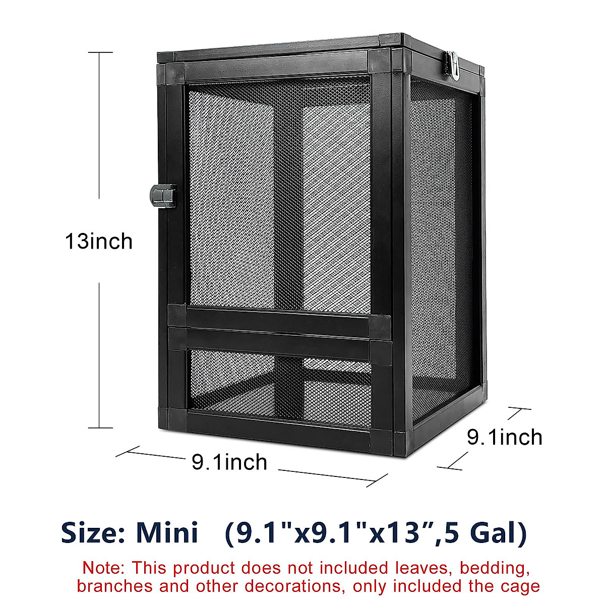 RunDuck 5 Gallon 360° Panoramic Foldable Reptile Terrarium Kit: Crested Gecko Tank and Reptile Cage for Superior Ventilation, Easy Feeding, Sturdiness, and Simple Assembly (Black)