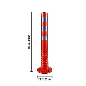 VEVOR Traffic Delineator, 6 PCS Posts Channelizer Cone, Delineator Post Kit 30” in Height, PU Traffic Post, Orange Safety Cones, Portable Spring Posts with Base, Barrier Cones with Reflective Bands