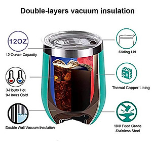 BOENFU Insulated Wine Tumbler, Friendship Gifts, Let's Be Mermaids Insulated Wine Tumbler, Birthday Gifts, Reusable Cup Personalized Gifts, 12oz, Mint Green